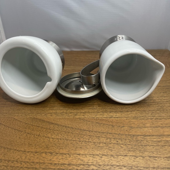 Trudeau | Kitchen | Trudeau Bianca White Porcelain Sugar And Creamer Set Stainless Steel Base 4 ...